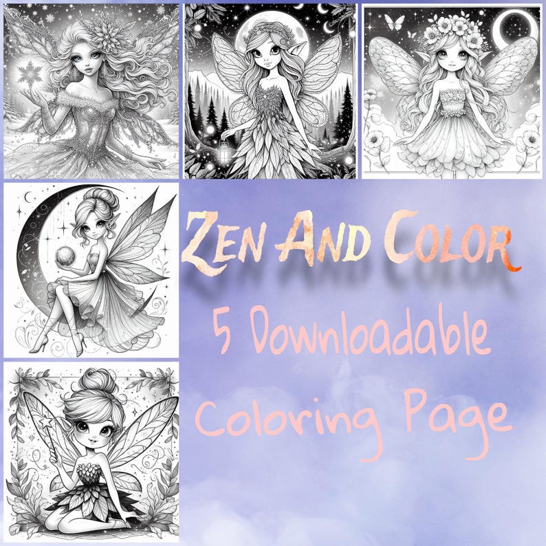 Whimsical Fairy Coloring Page | Starlight & Moonlight Fairy | Magical ...