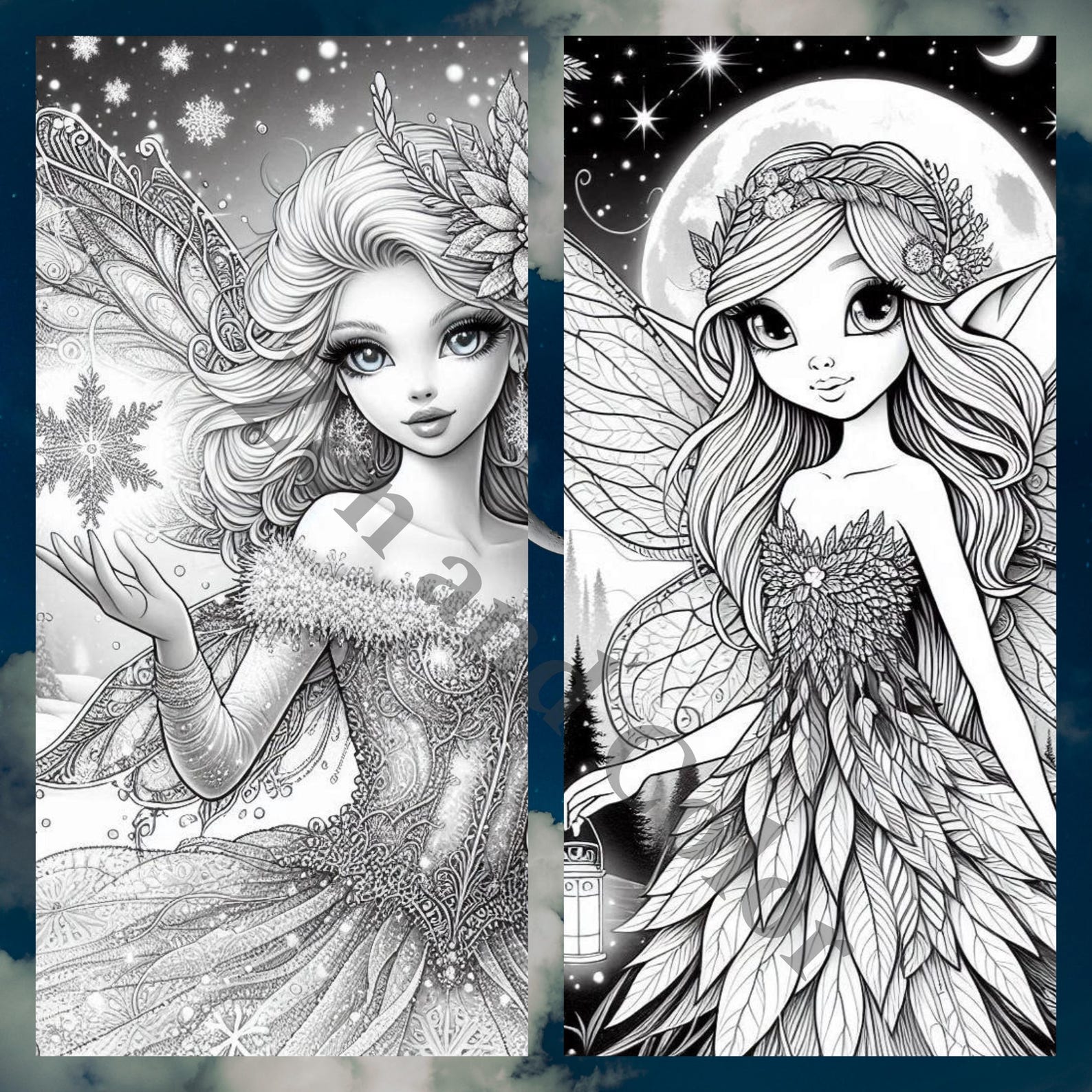 Whimsical Fairy Coloring Page | Starlight & Moonlight Fairy | Magical ...