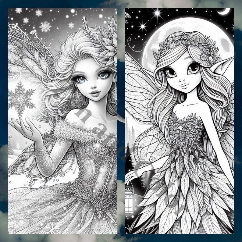 Whimsical Fairy Coloring Page | Starlight & Moonlight Fairy | Magical ...