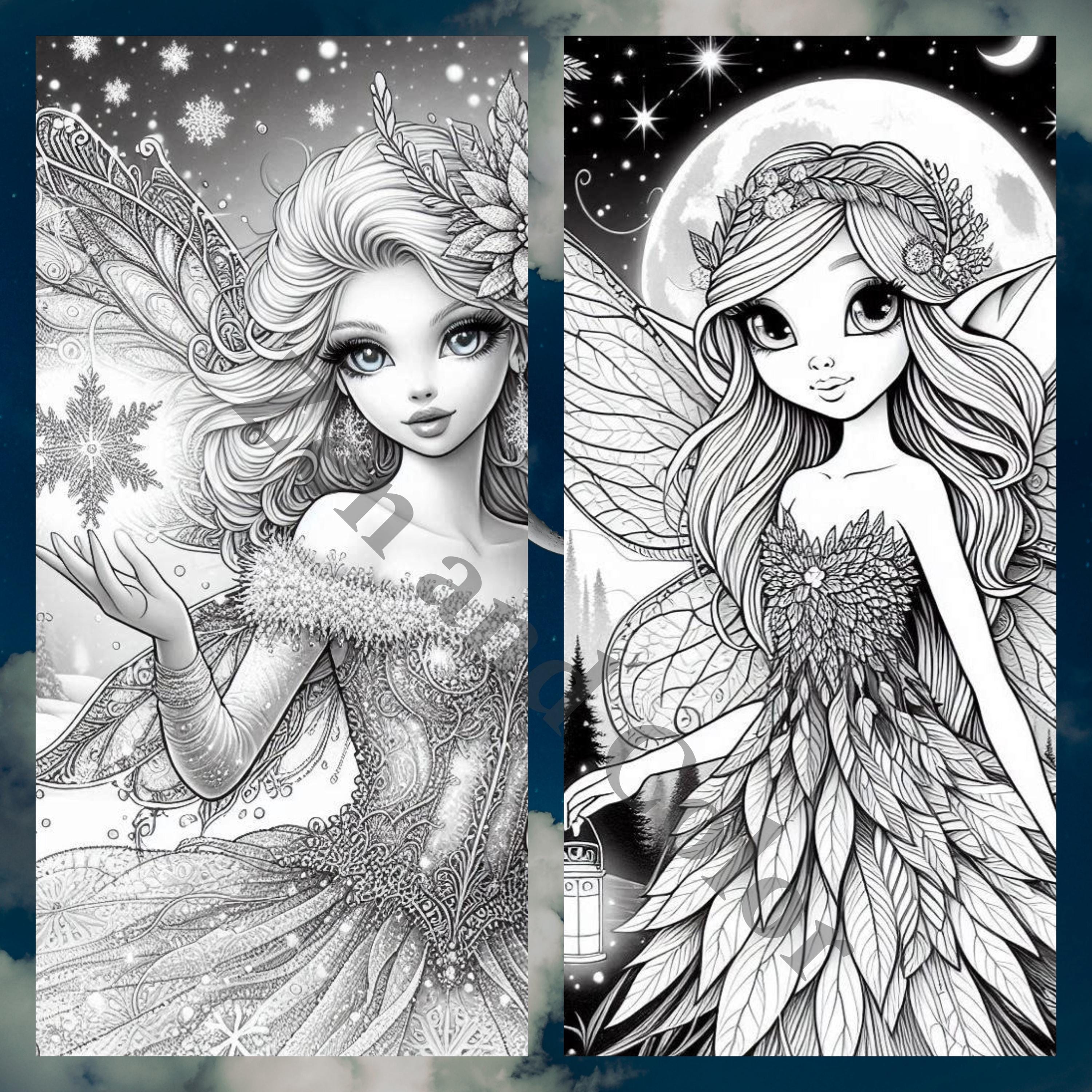 Whimsical Fairy Coloring Page | Starlight & Moonlight Fairy | Magical ...