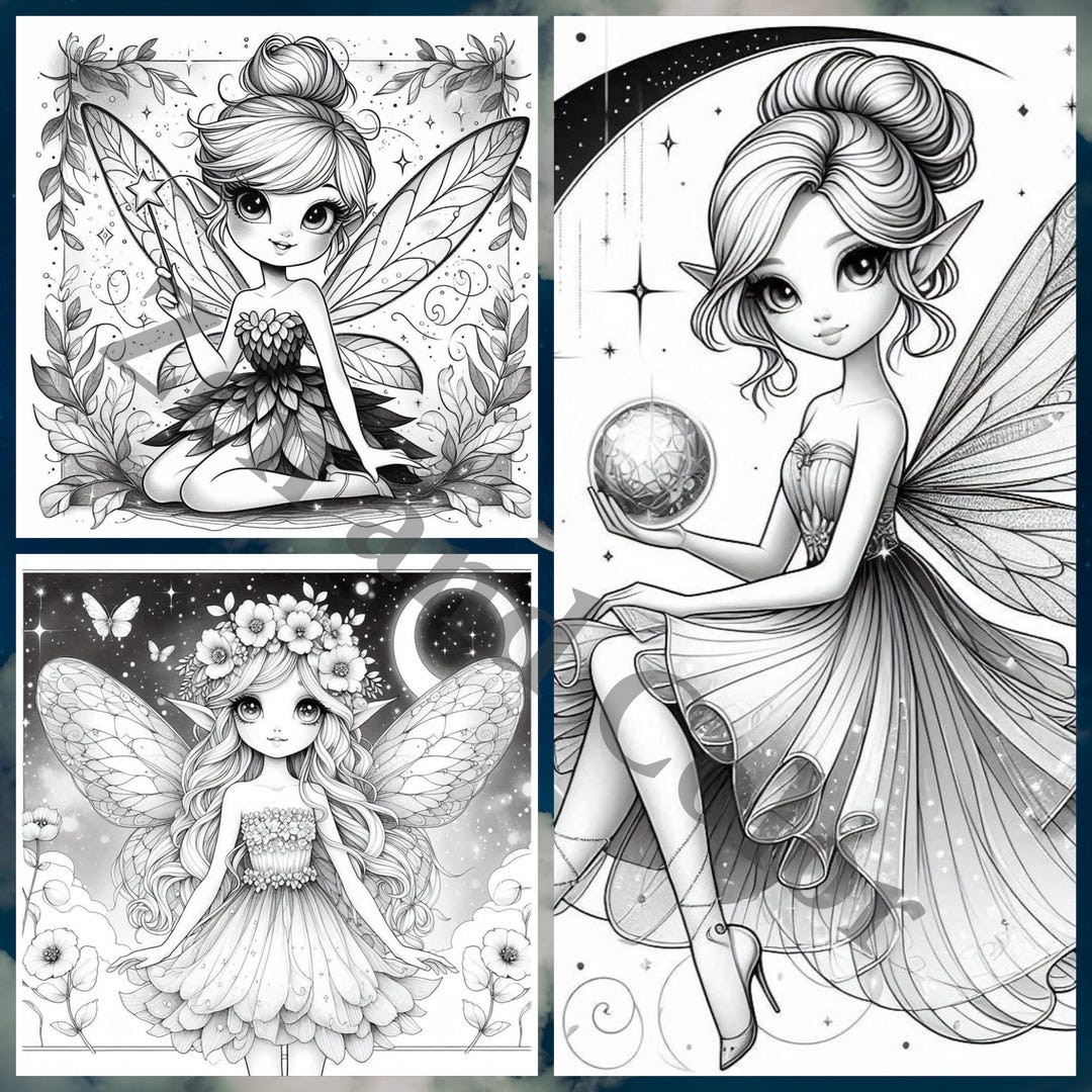 Whimsical Fairy Coloring Page | Starlight & Moonlight Fairy | Magical ...