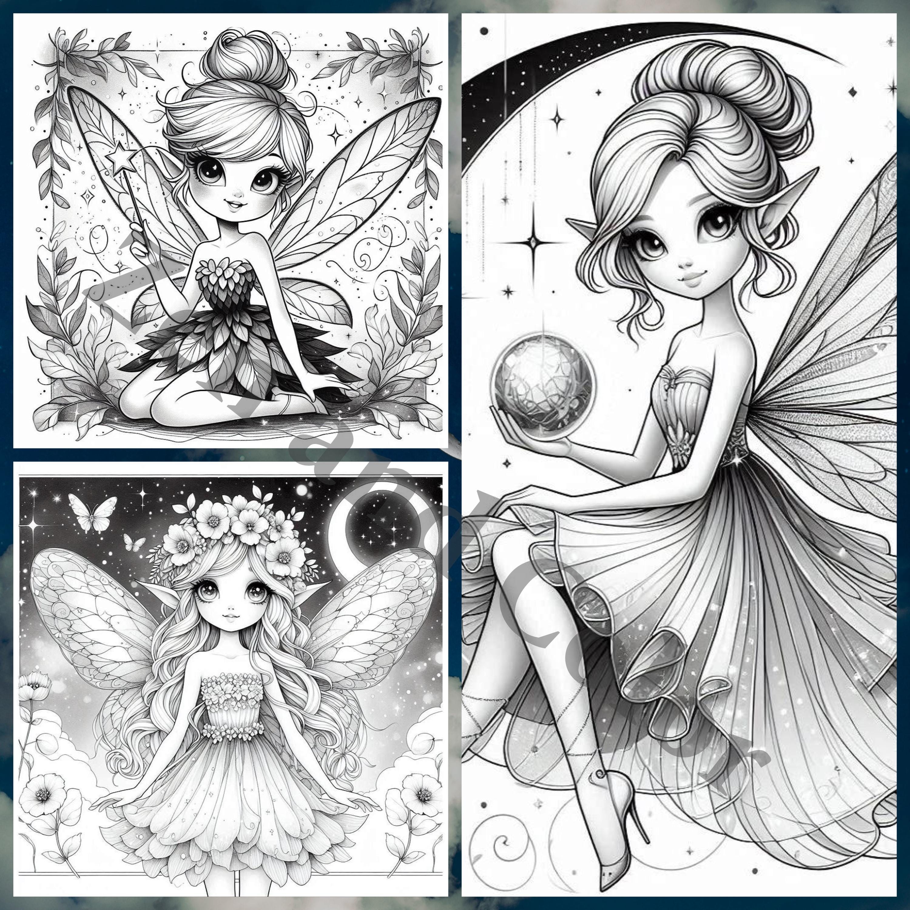 Whimsical Fairy Coloring Page | Starlight & Moonlight Fairy | Magical ...