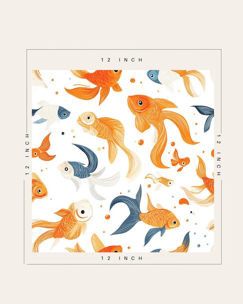 Gathering Gold Fish, Seamless Pattern ,digital Download , Animal ...