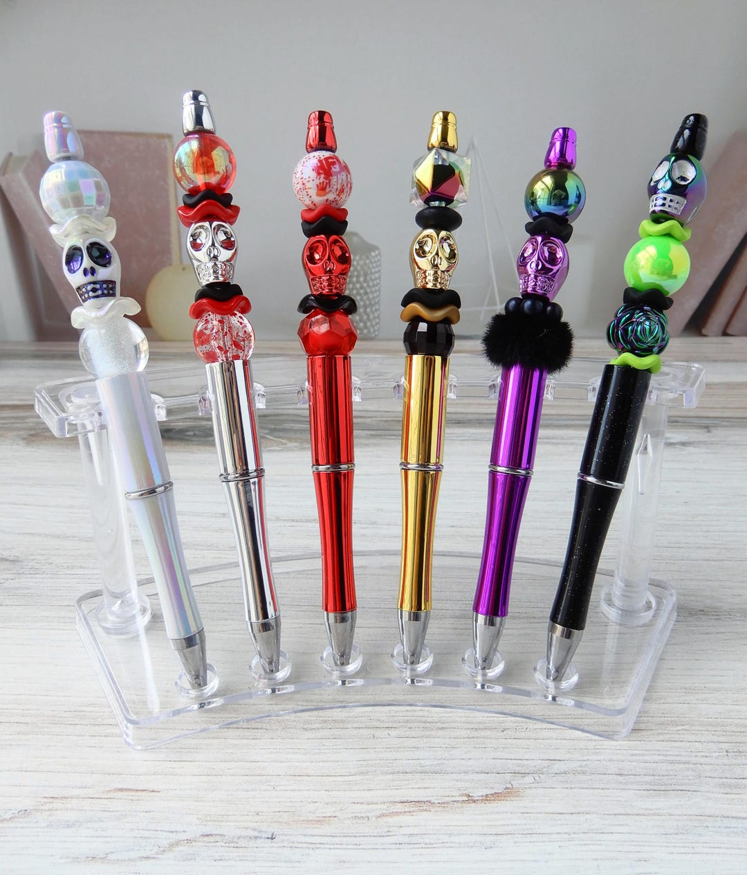 Halloween Beaded Pens • Skull Pens • Spooky Skull Pens • Pens for ...