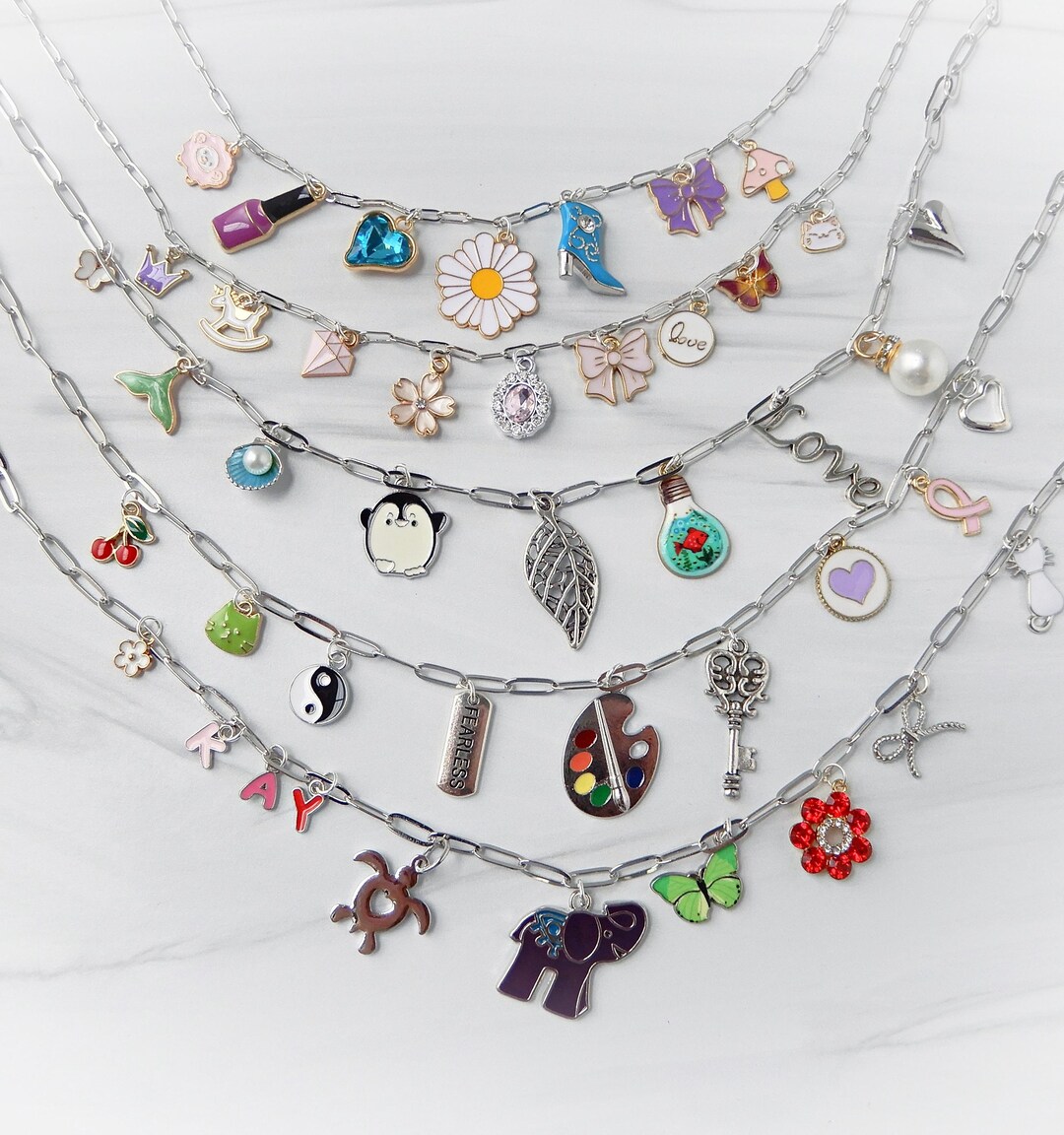 Build Your Own Custom Charm Necklace • Silver Charm Necklace ...