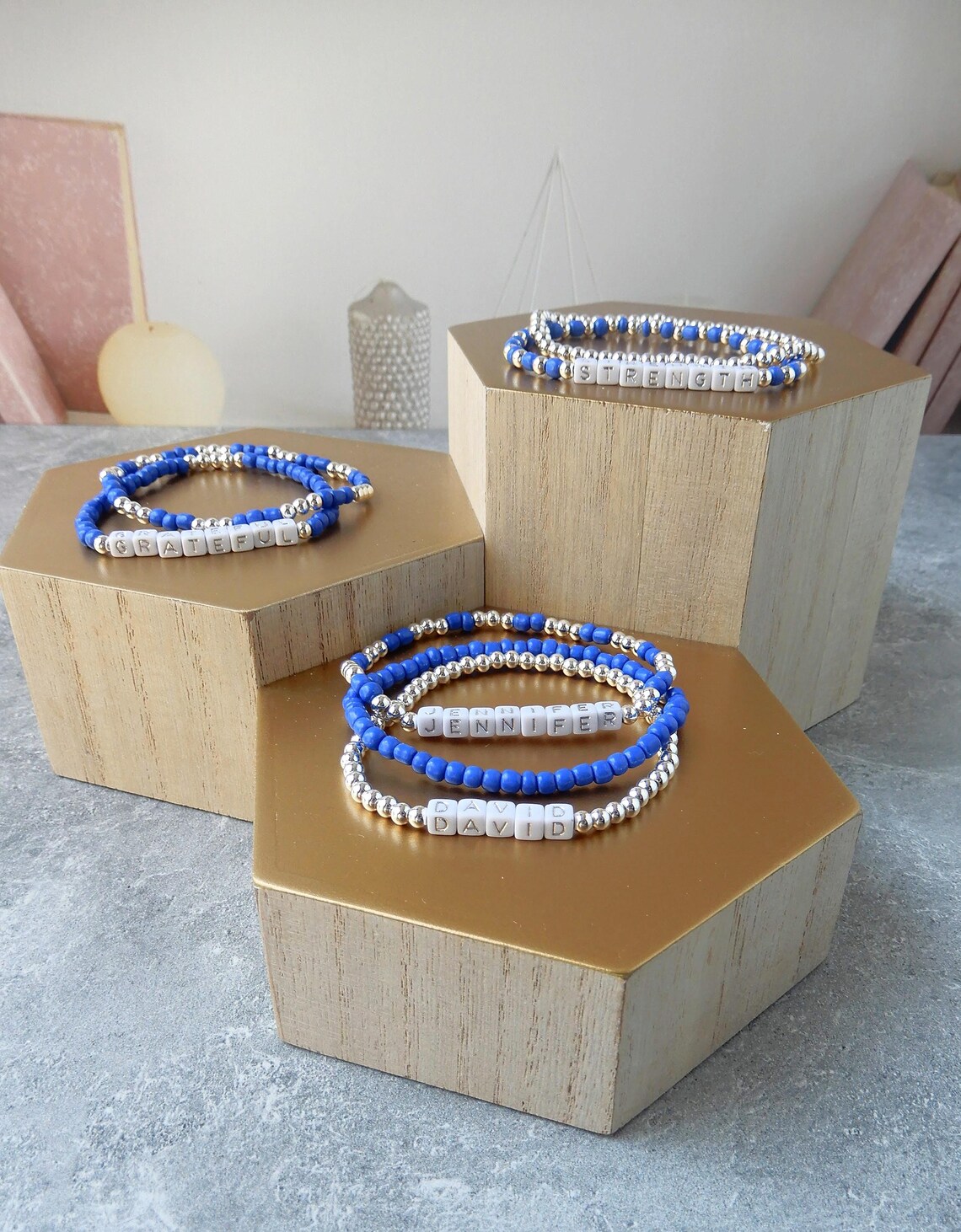 Personalized Word Bracelet • Love Over Hate • Resist • Blue Mantra ...