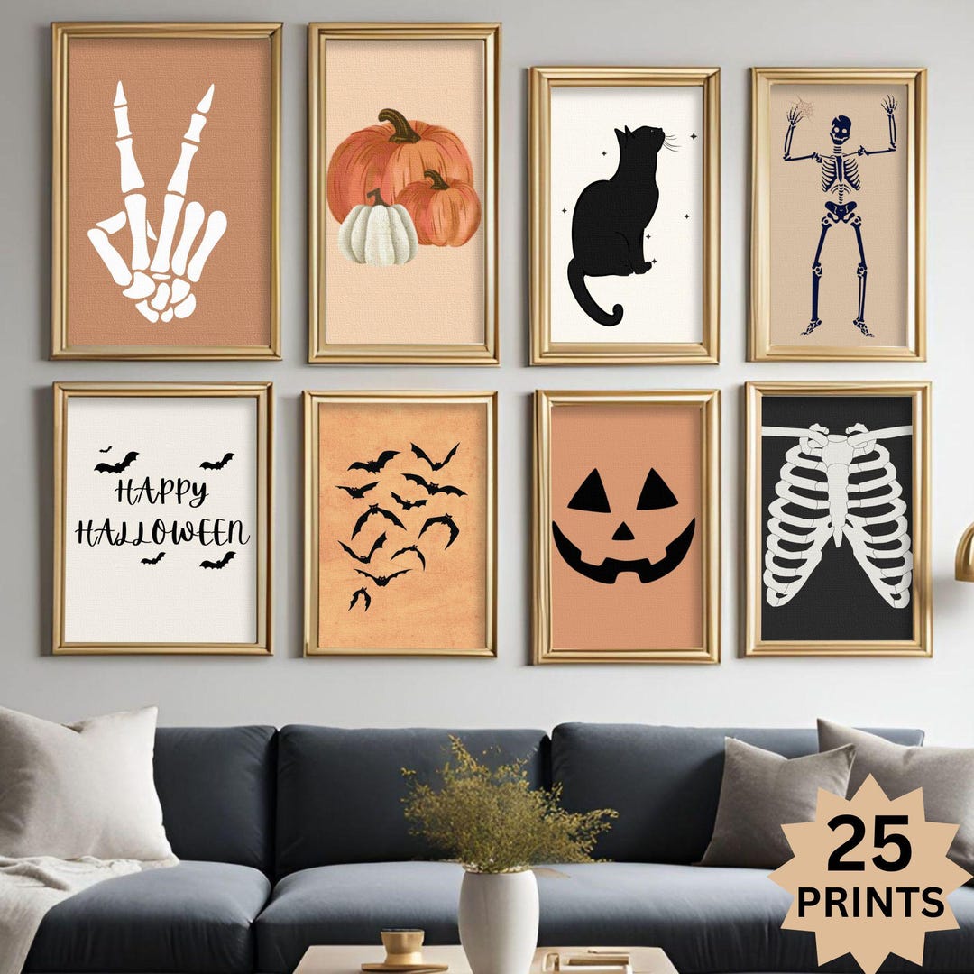 25 Halloween Prints Wall Art, Bundle of 25 Halloween Printables, Spooky ...