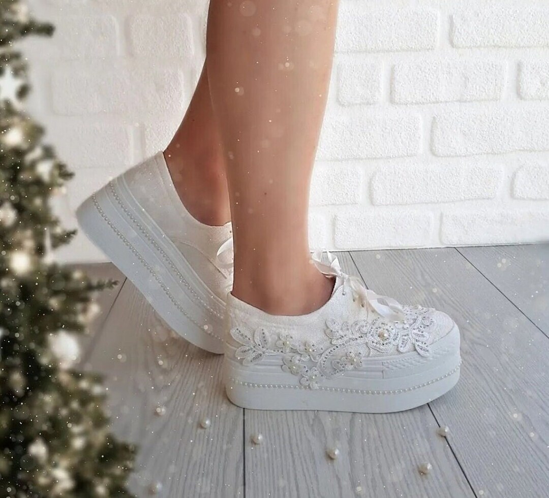 White Lace Bridal Sneaker,wedding Wedge,bridal Wedge,bridal ...