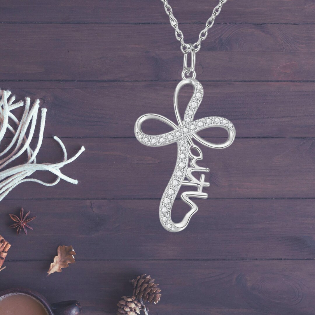 Faith Cross Infinity Necklace for Women 925 Sterling Silver Christian ...