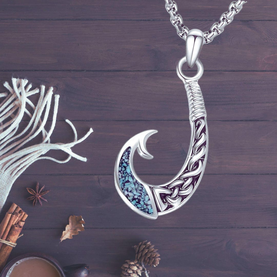 Fish Hook Necklace 925 Sterling Silver Celtic Knot Fishing Hook ...