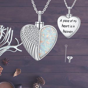 Angel Wings Urn Necklace for Ashes 925 Sterling Silver Love Heart Urn ...
