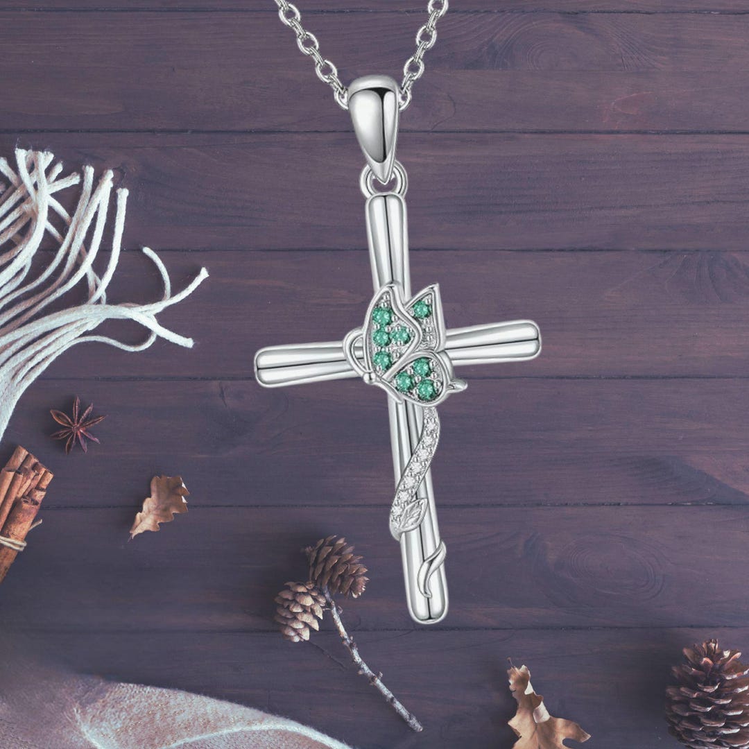Butterfly Cross Necklace Jesus Necklace for Women Sterling Silver - Etsy