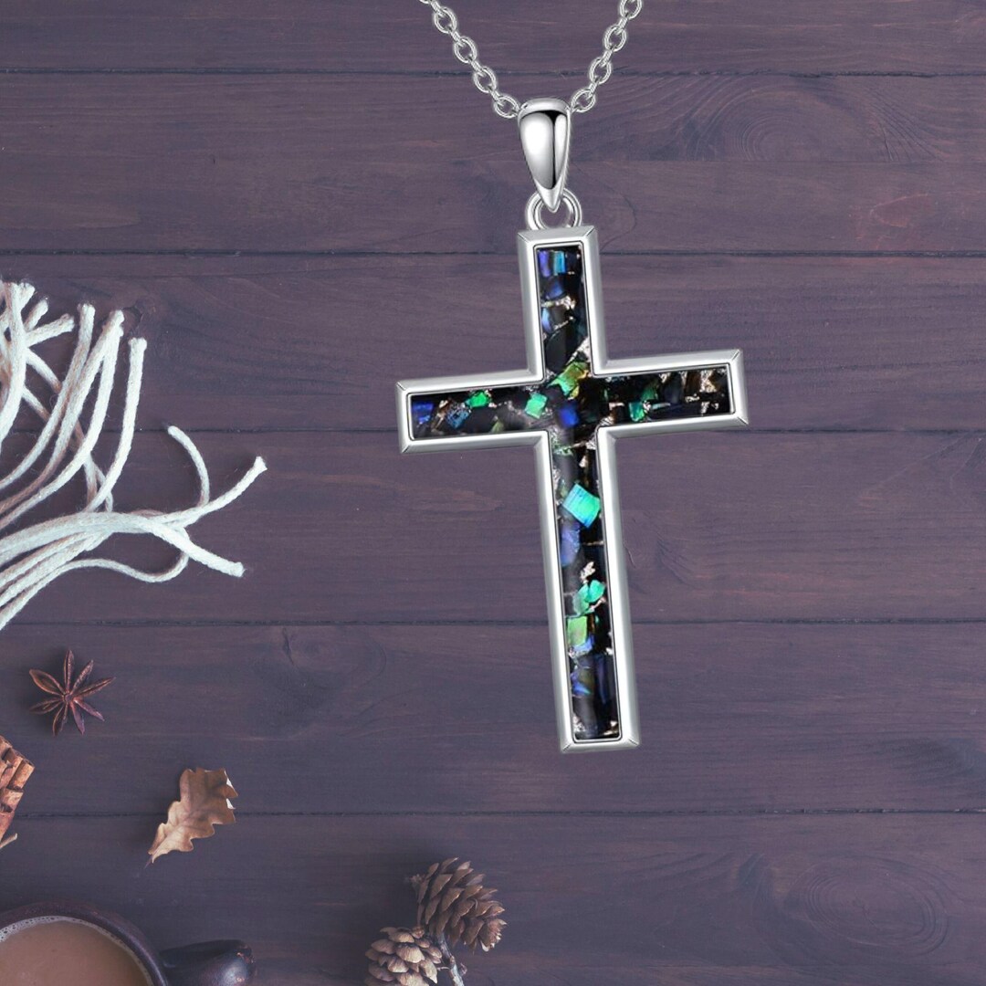 Cross Necklaces Abalone Shell Cross Necklace 925 Sterling Silver ...