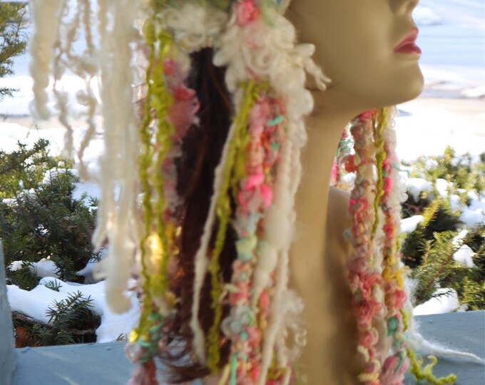 Soft Puffy Rustic Hand Knit Hat - Wildflower Flowering Enchanted Forest ...