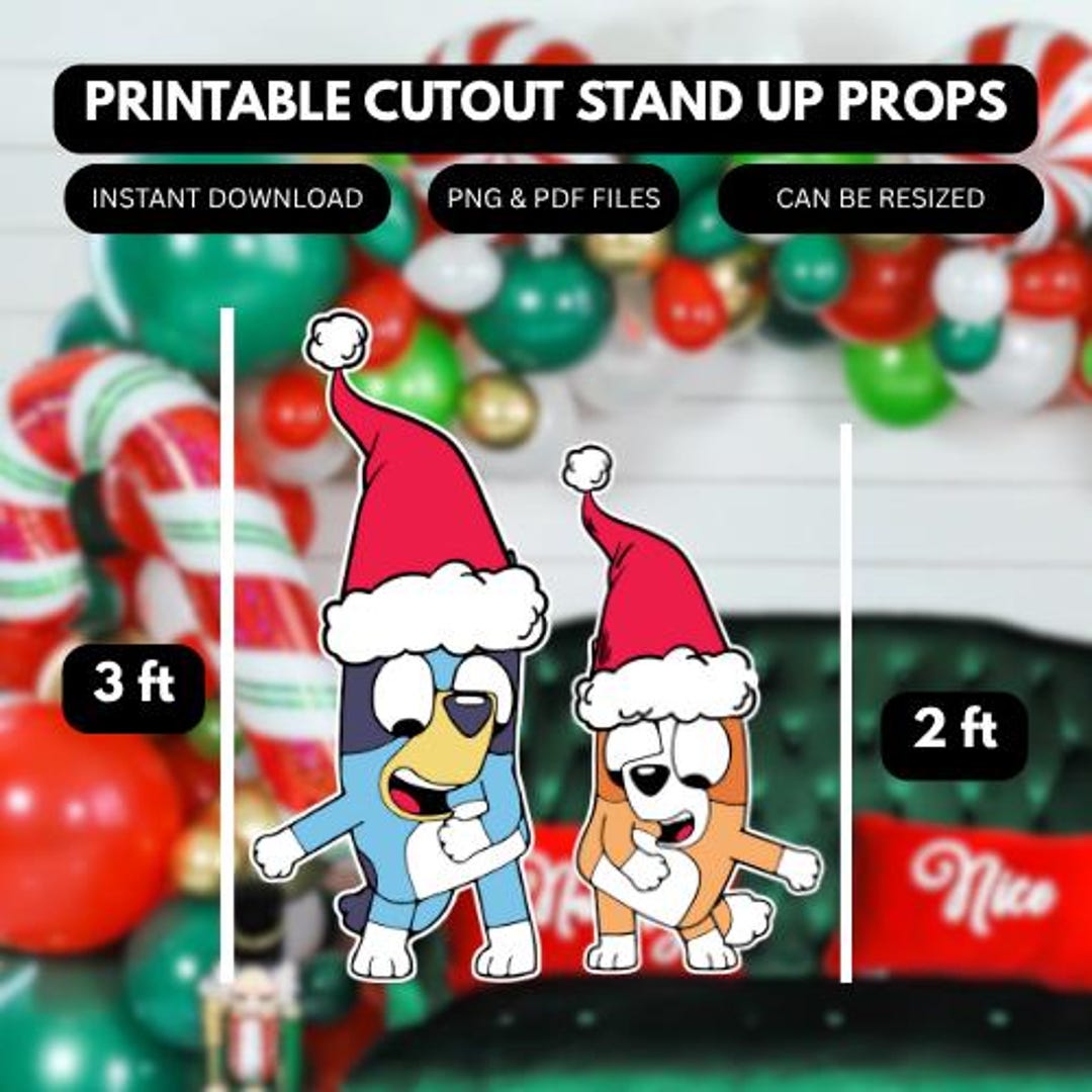 Holidays Bluey Bingo Dancing Santa Hats Merry Blueymas Christmas Jolly ...