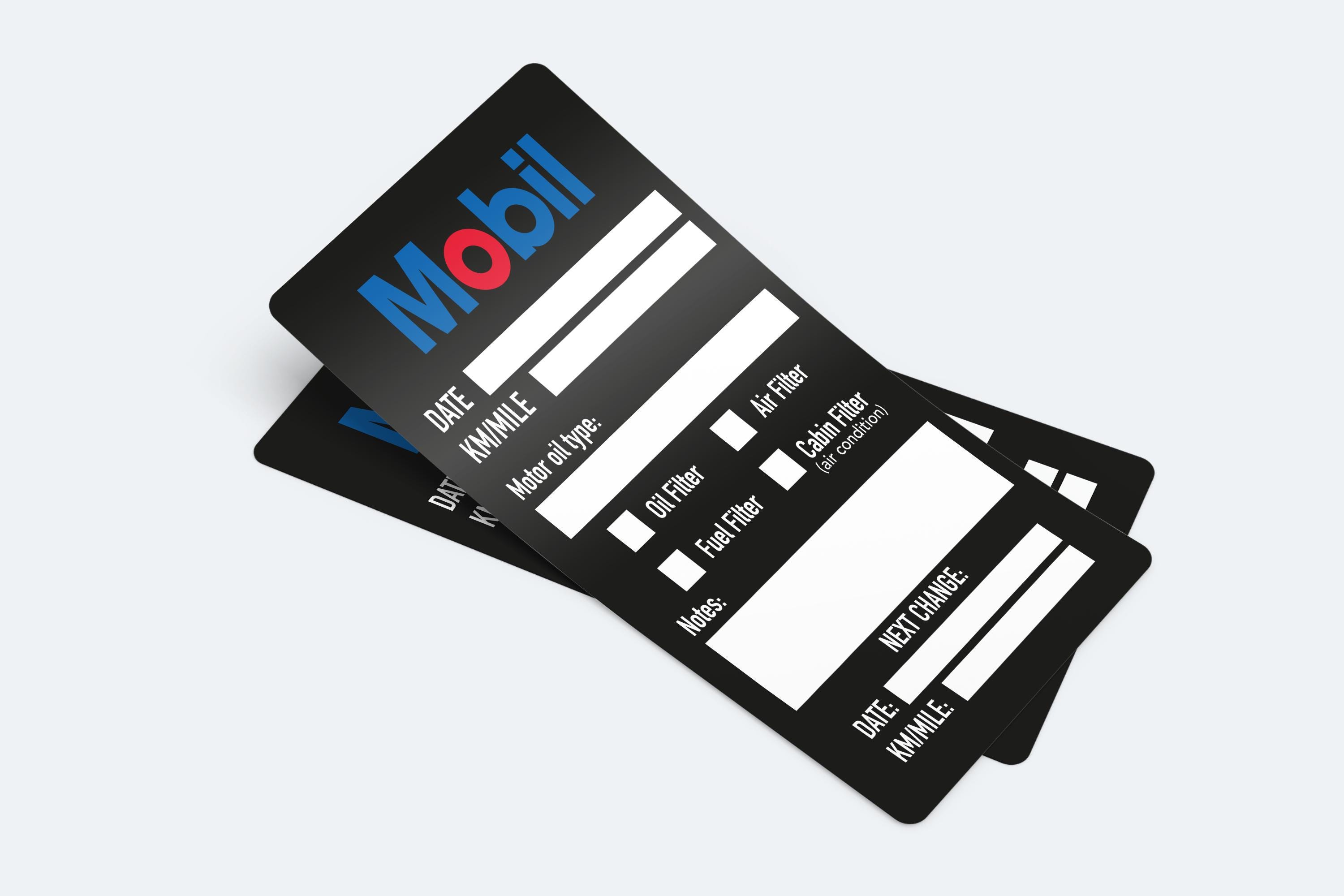 60 X MOBIL Oil Change Service Reminder Stickers for Cars Trucks Vans ...