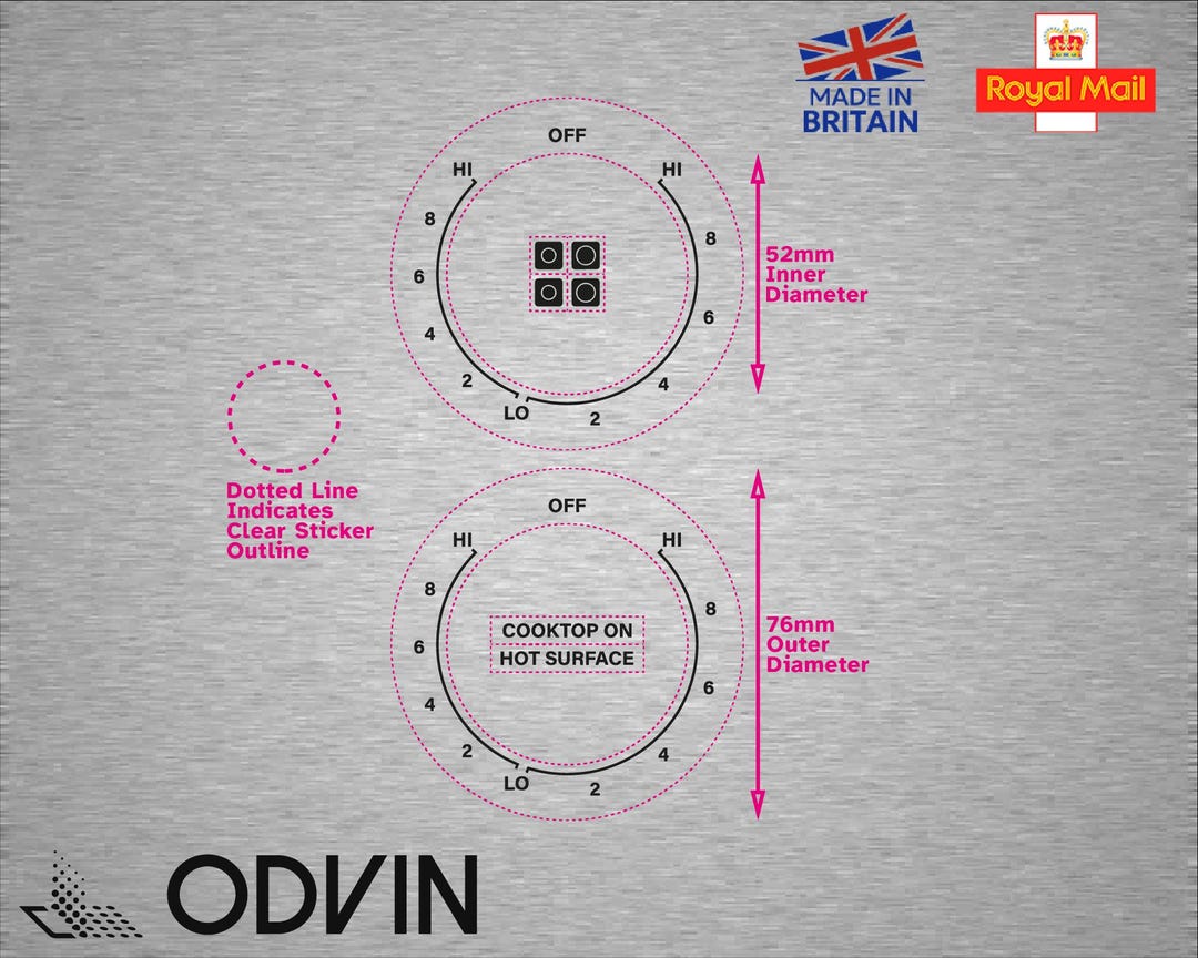 2 Dials Hi-lo-hi Cooktop Burner Self Adhesive Label Black or White ...