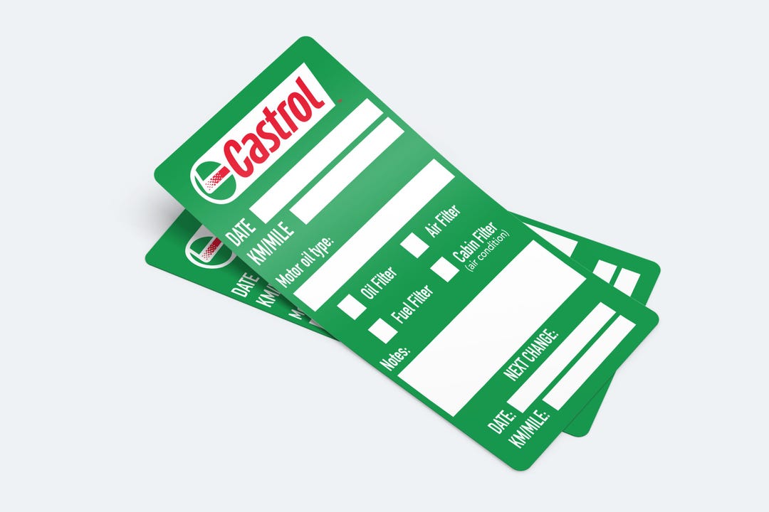 4x Castrol Oil Change Service Reminder Stickers for Cars Trucks Vans ...