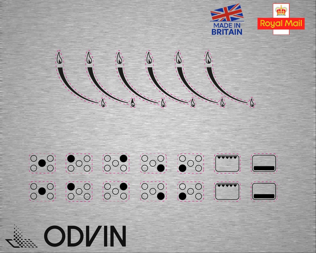 5 Ring Cooker Top Hob Stickers + 6 Gas Flames Indicator Stickers in ...