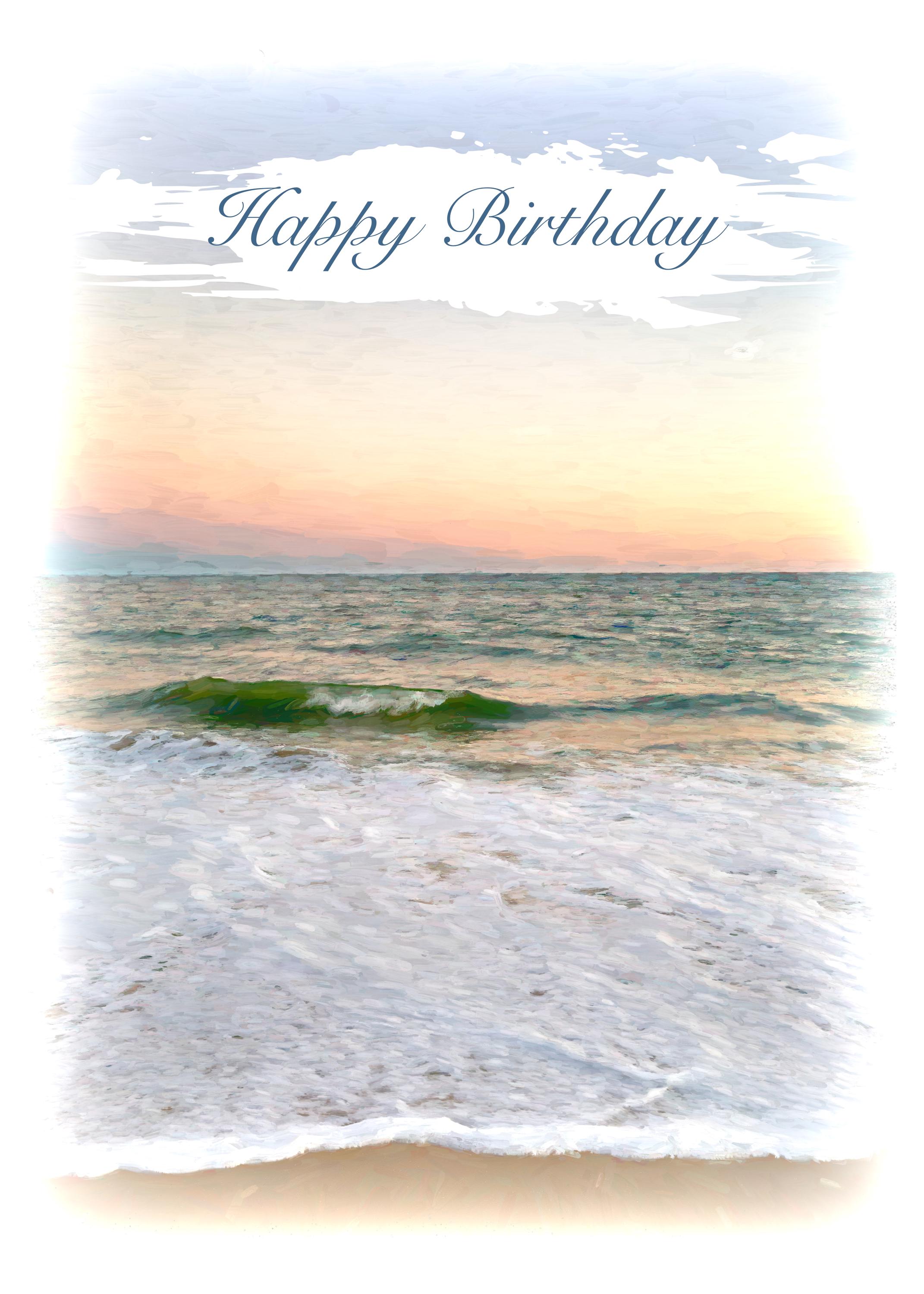 Printable Ocean Sunset Birthday Card, 5x7 Inch Printable Birthday Card ...