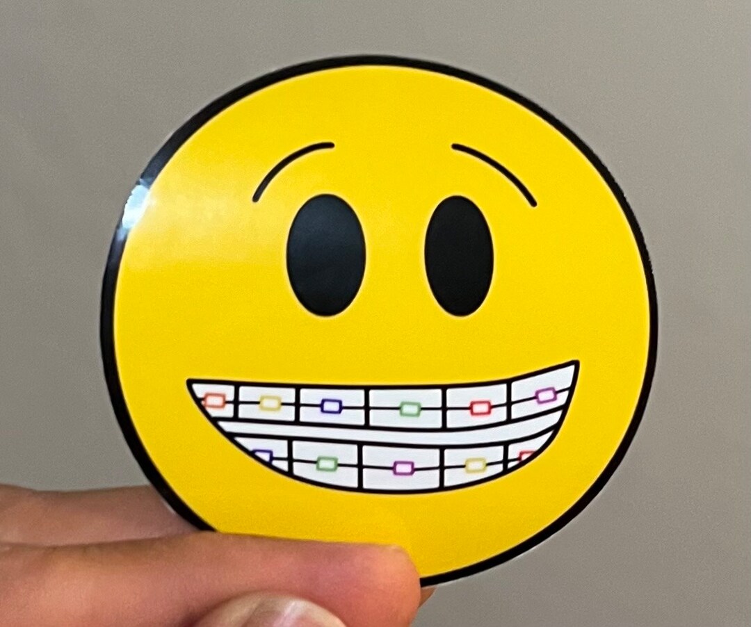 Brace Face Smiley Face Sticker . Great Sticker for All Ages . Water ...