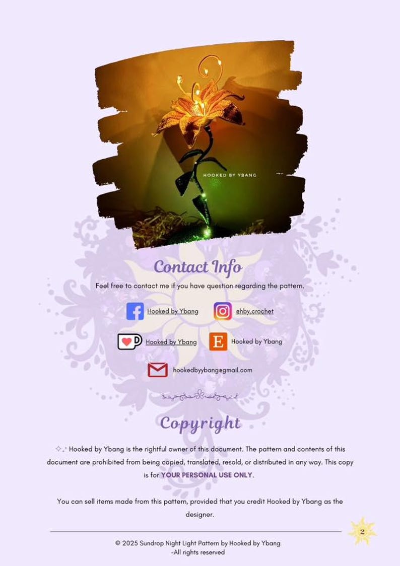 Sundrop Night Light Pattern - Etsy Australia