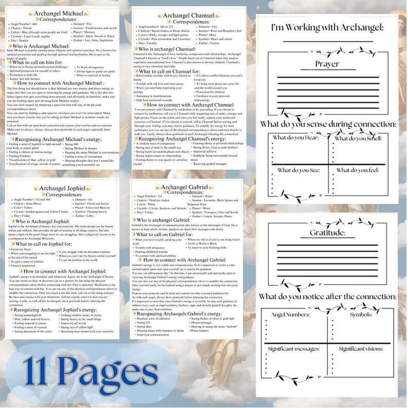 Beginner Archangel Worksheets, Printable Set, Instant Download ...
