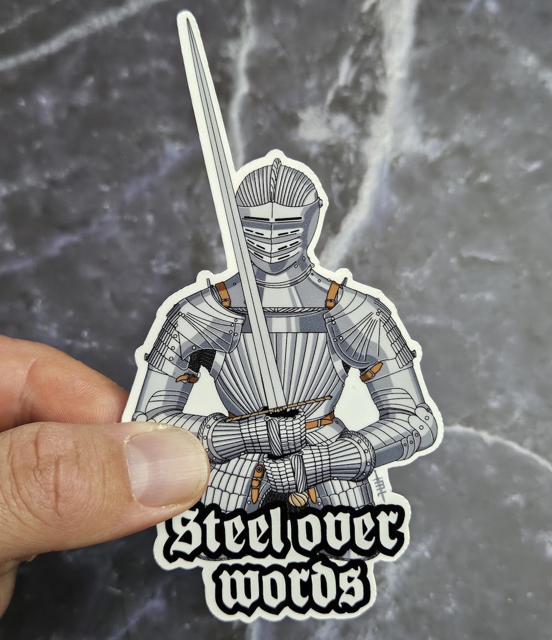Knight Sticker, Steel Over Words Vinyl Sticker, Gothic Knight Decal ...