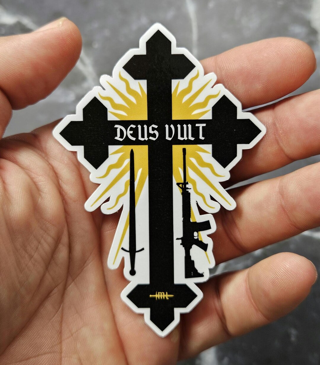 Deus Vult Cross Vynil Sticker / Gift Sticker for Laptop, Suitcase ...