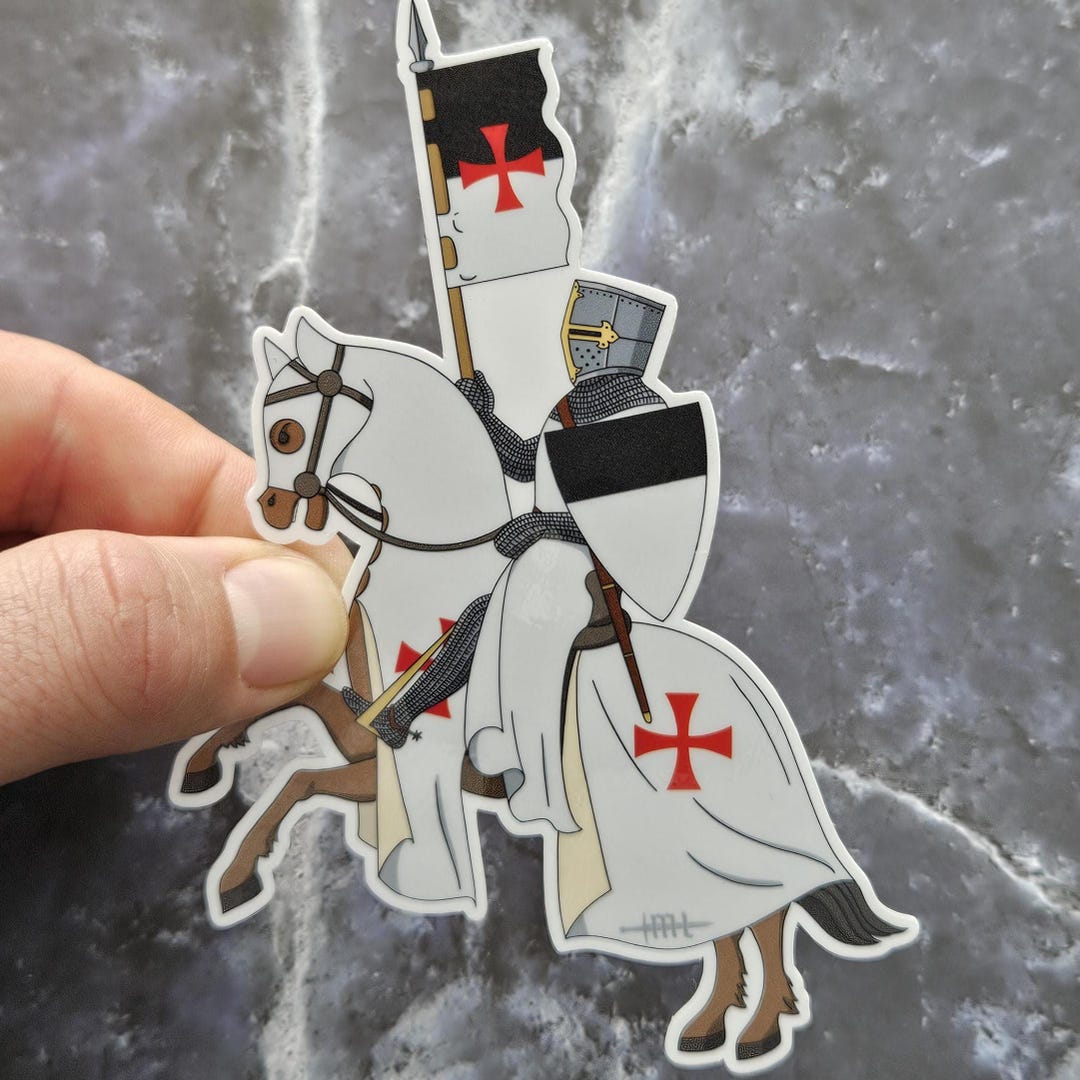 Templar Knight Vinyl Sticker - Crusader Mounted Knight Laminated Decal ...