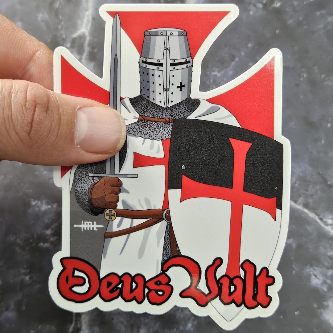 Templar Knight Deus Vult Sticker, Crusader Decal, Medieval Glossy Vinyl ...