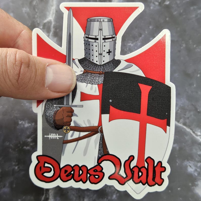 Templar Knight Deus Vult Vinyl Sticker - Crusader Laminated Decal - Etsy