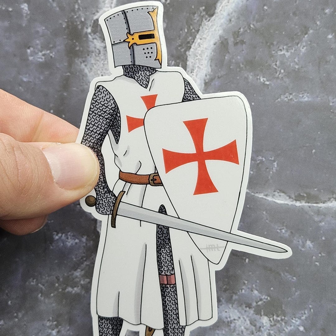 Knight Templar Vinyl Sticker - Medieval Crusader Laminated Decal - Etsy UK