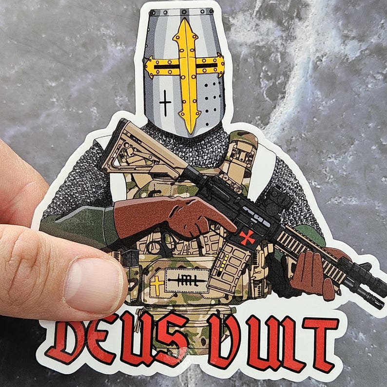 Deus Vult Knight Vinyl Sticker - Tactical Crusader Laminated Decal - Etsy