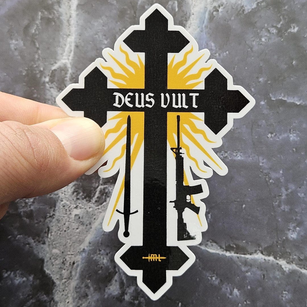 Deus Vult Cross Sticker, Catholic Gift, Deus Vult Sticker, Christian ...