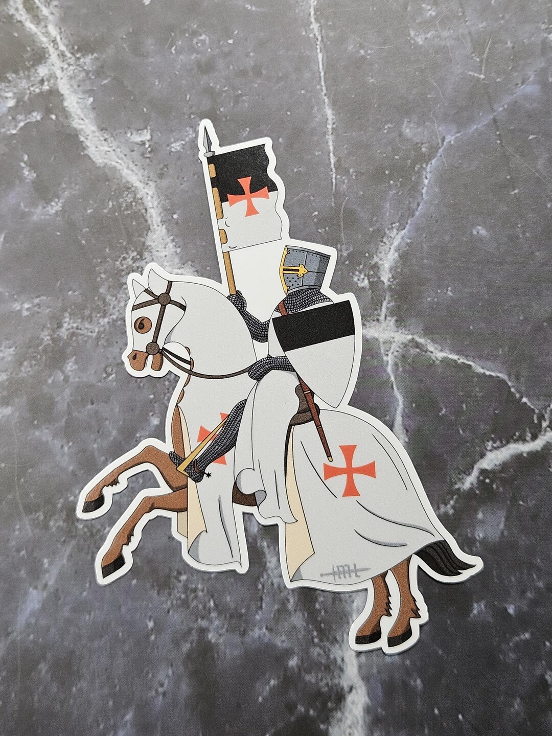 Templar Knight on Horseback Sticker Vynil Diecut Laminated - Etsy