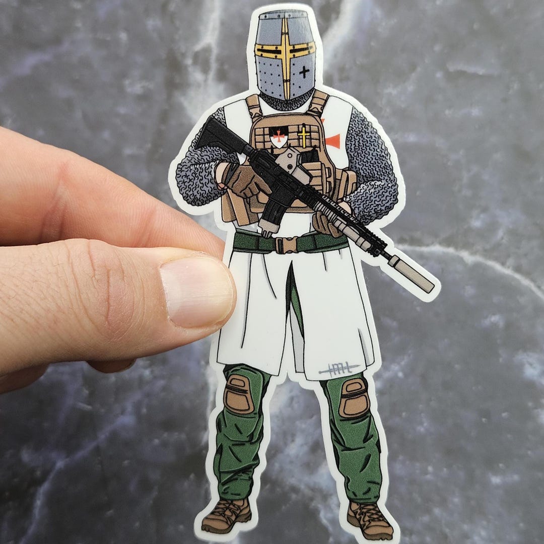 Tactical Templar Vinyl Sticker - Crusader Knight Rifleman Laminated ...