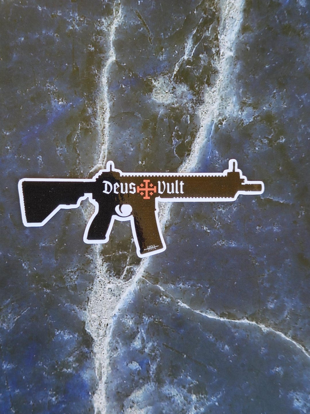 Deus Vult Riffle Vynil Sticker / Gift Sticker for Laptop, Suitcase ...