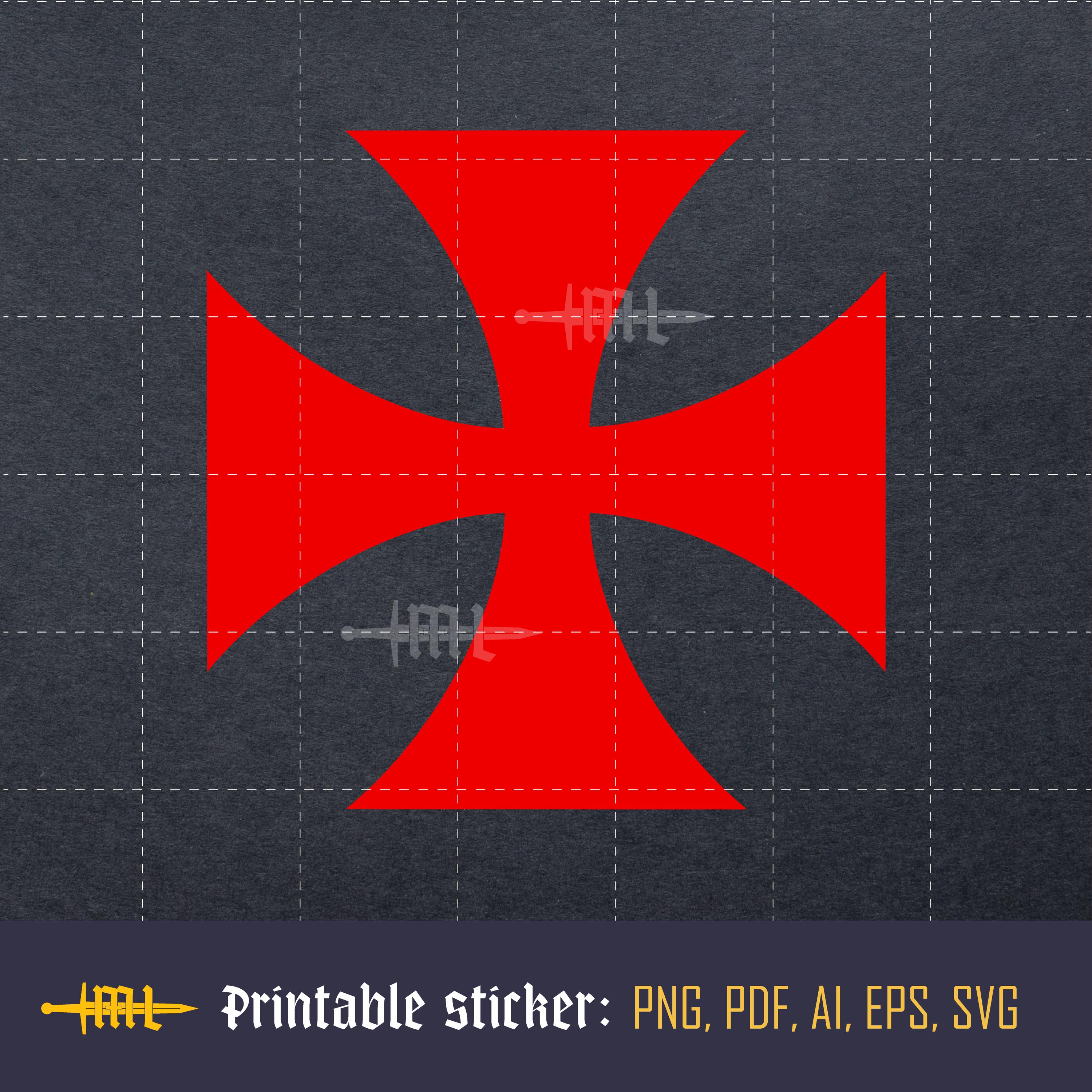 Knight's Templar Cross PNG File. Cricut Silhouette File for Stickers or ...