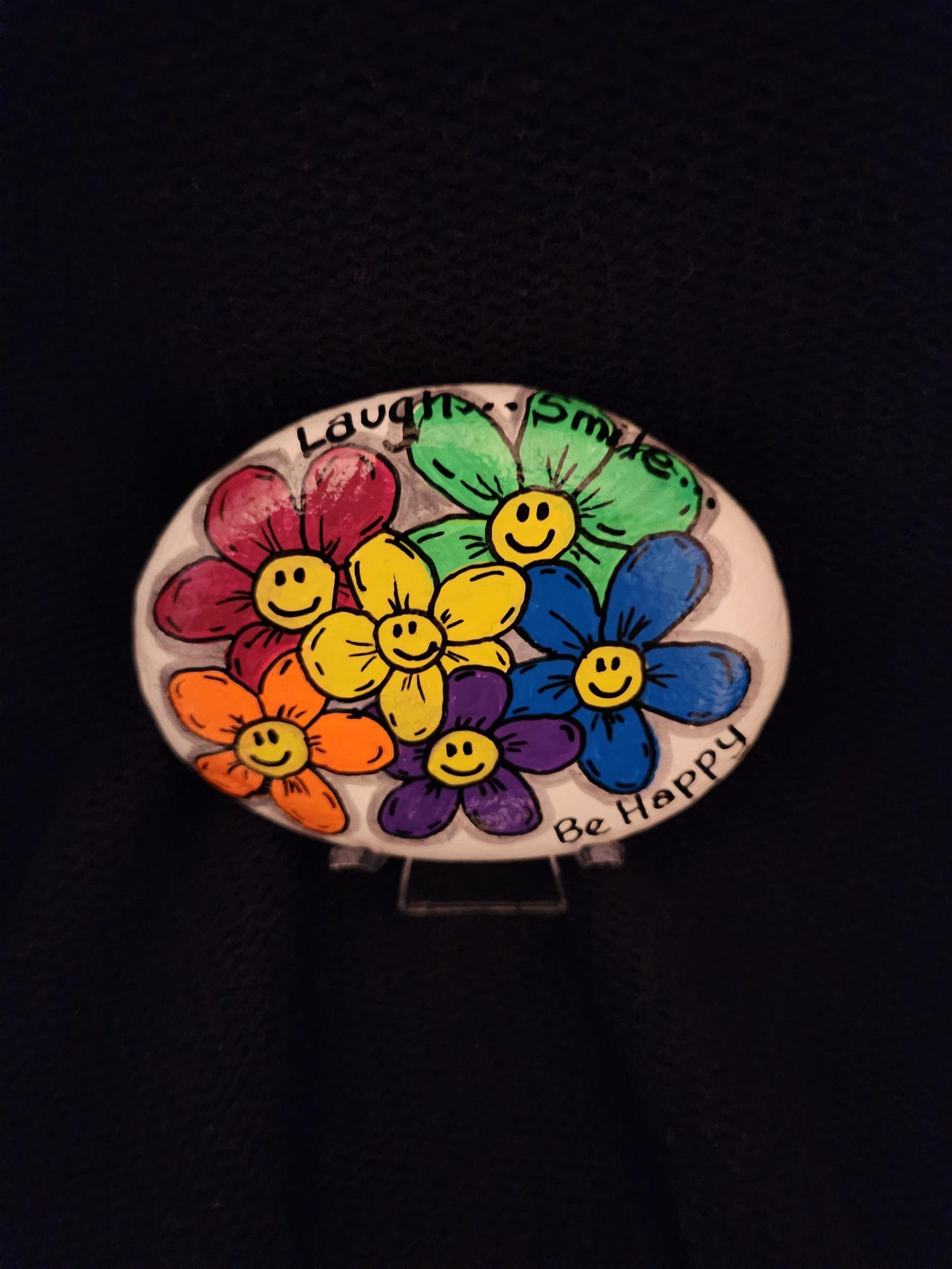 Be Happy Flower Painted Rock - Etsy