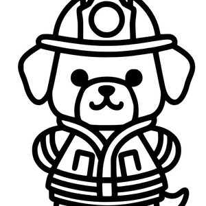 Dog Dressed as a Firefighter SVG - Cute Animal Fireman Cut File for ...