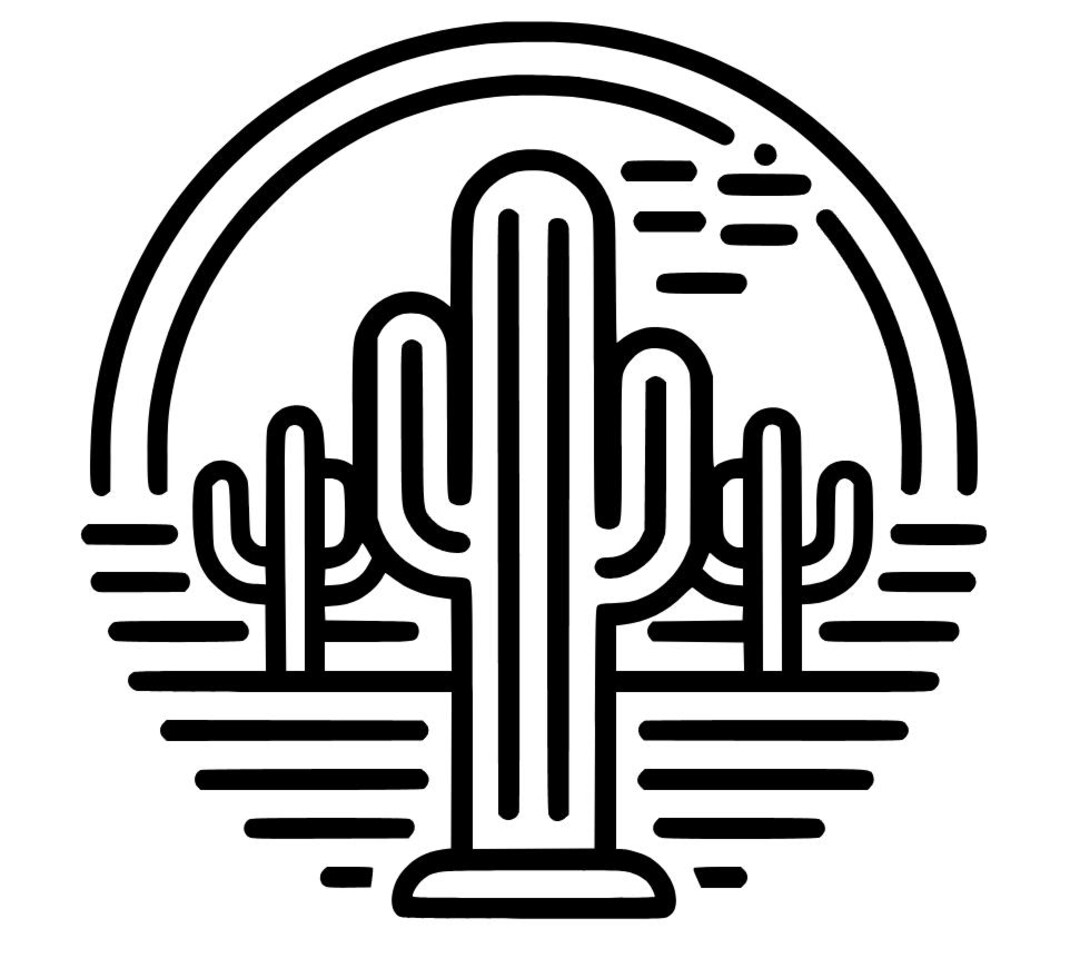 Saguaro Cactus SVG: Desert Sunset Line Art Cut File (digital Download ...