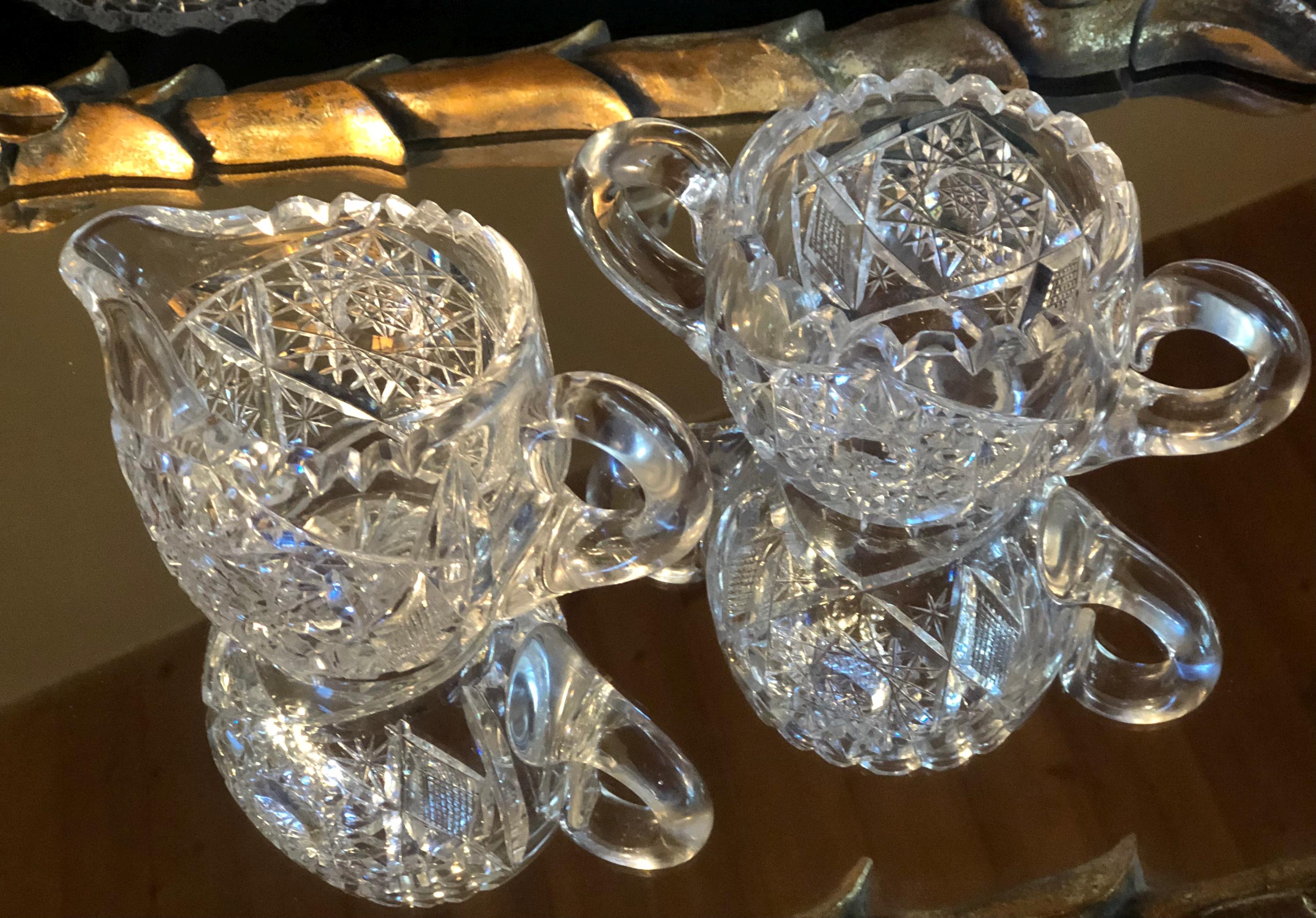 AMERICAN BRILLIANT Cut Glass Sugar & Creamer - Etsy