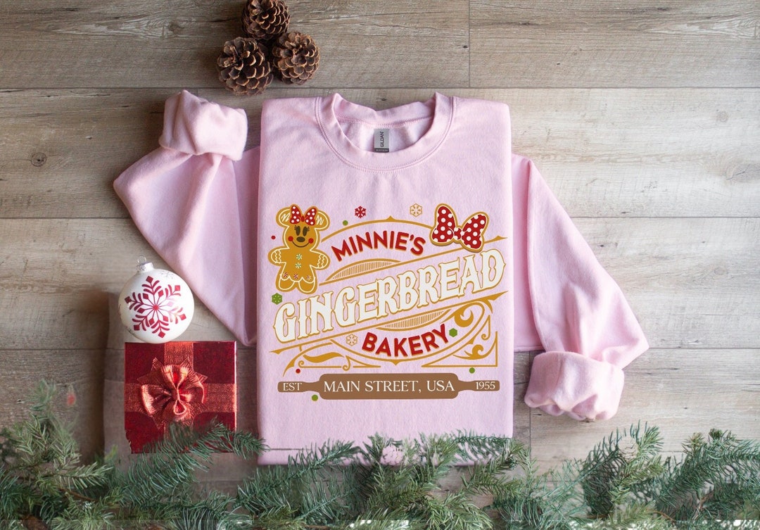 Minnie's Gingerbread Main Street Bakery Sweatshirt, Disney Christmas ...