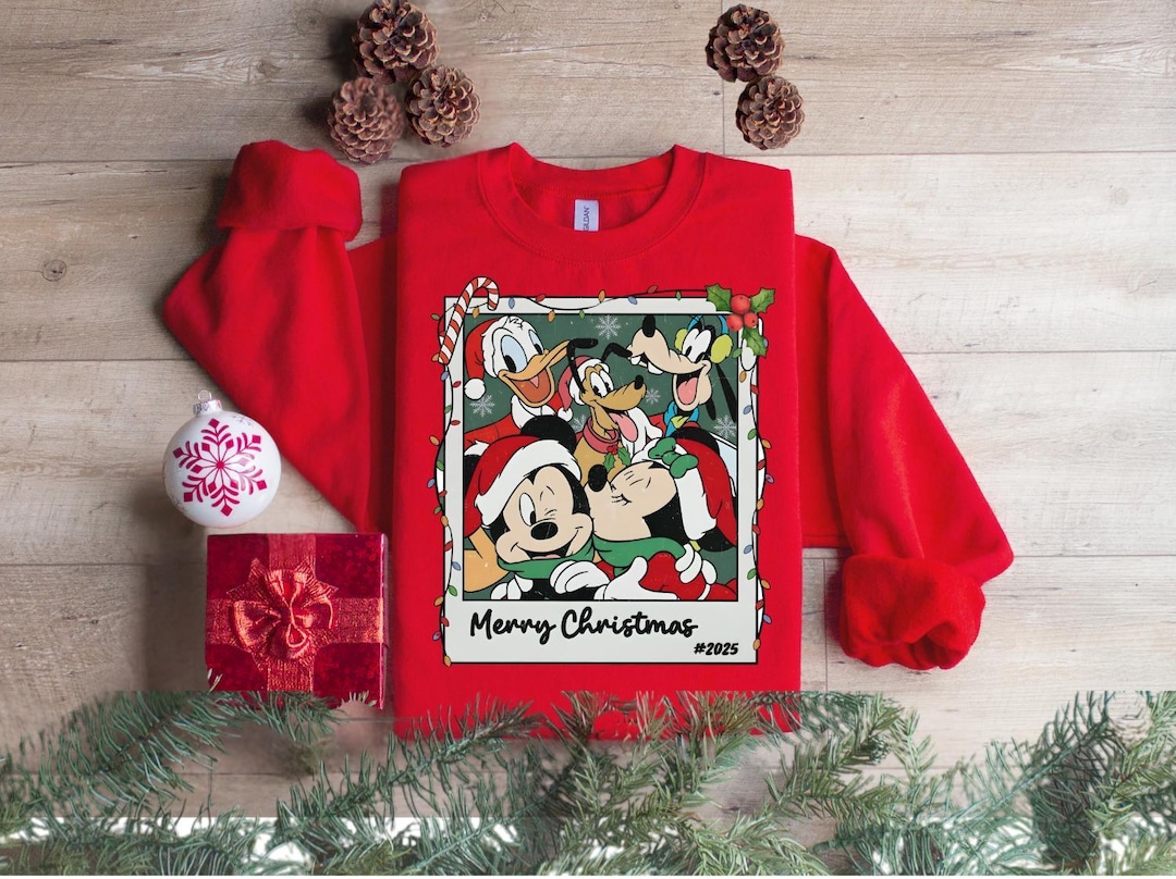 Disney Merry Christmas Sweatshirt, Walt Disneyworld Characters, Retro ...