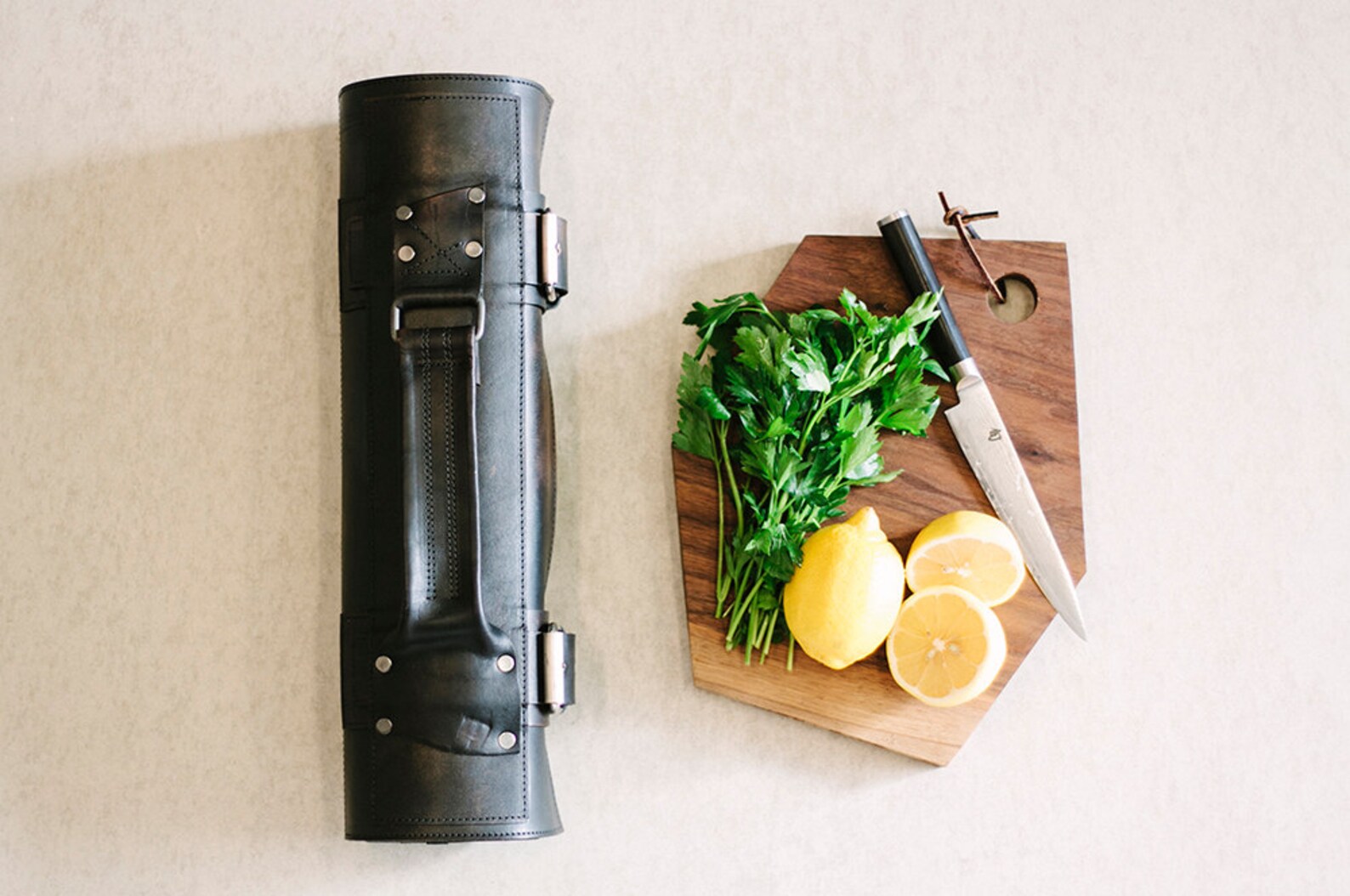 Black Custom Leather Knife Roll // chefs Roll by | Etsy