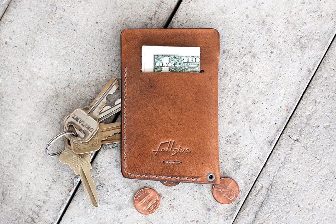 Brown Minimal Hand Dyed Leather Wallet // slim by - Etsy