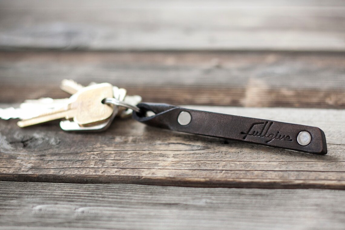 Black Leather Keychain W/ Free Personalization // the | Etsy