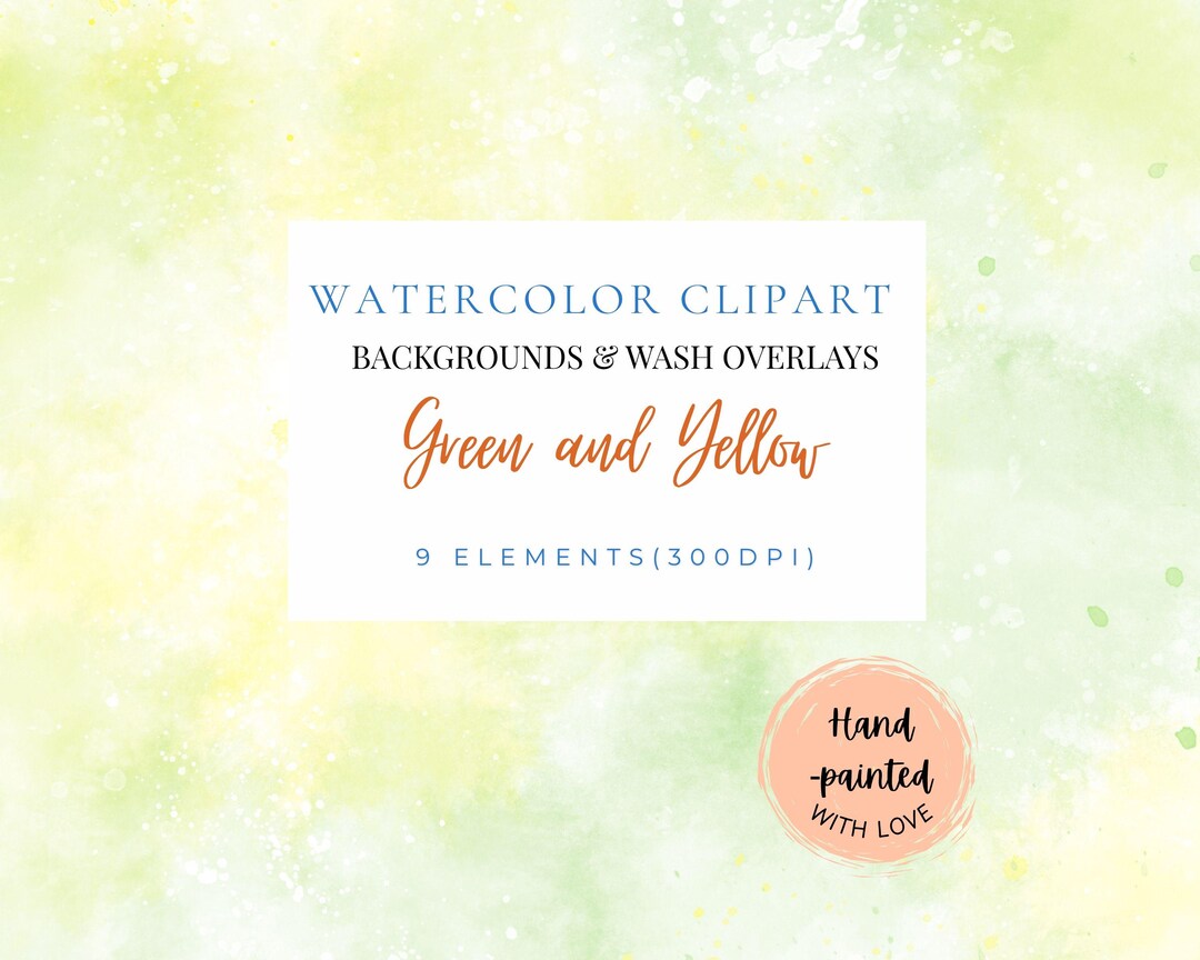 Green Yellow Watercolor Backgrounds | Hand-painted Wash Overlays JPG ...