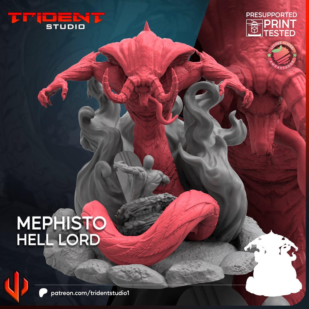 Lucifer, Hell Lord - 32mm, 40mm (MCP Scale), or 75mm Miniature, 16k ...